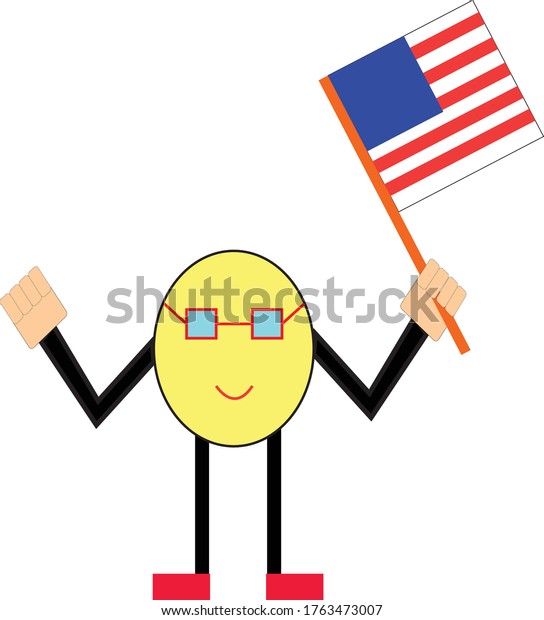 Happy Emoticon Vector Illustration Usa Flag: เวกเตอร์สต็อก (ปลอดค่า ...