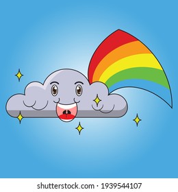 Happy Emotions Clouds Rainbow Cloud Laughing Stock Vector (Royalty Free ...