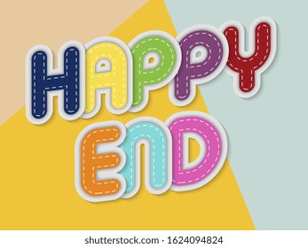 Happy End Letters Banner Border Stitches Stock Vector (Royalty Free ...