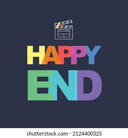 Happy Ending Vector Illustration Template Cover Stock Vector (Royalty ...