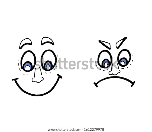 Happy Face Angry Face Vector Illustration: เวกเตอร์สต็อก (ปลอดค่า ...