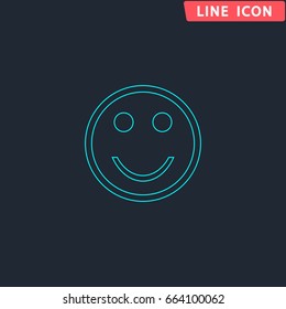 Happy Face Blue Outline Vector Icon Stock Vector (Royalty Free ...