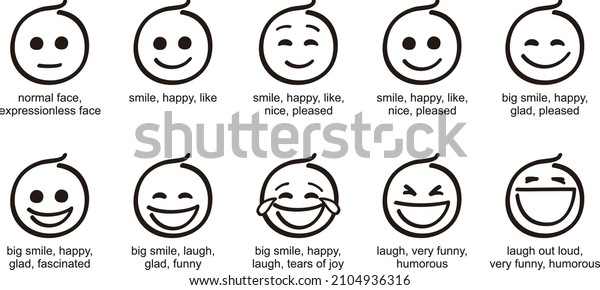 Happy Faces Emoticon Cartoon Vector Black 库存矢量图（免版税）2104936316 ...