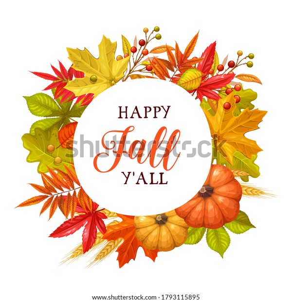 Happy Fall Yall Circle Frame Seasonal Stock Vector (Royalty Free ...