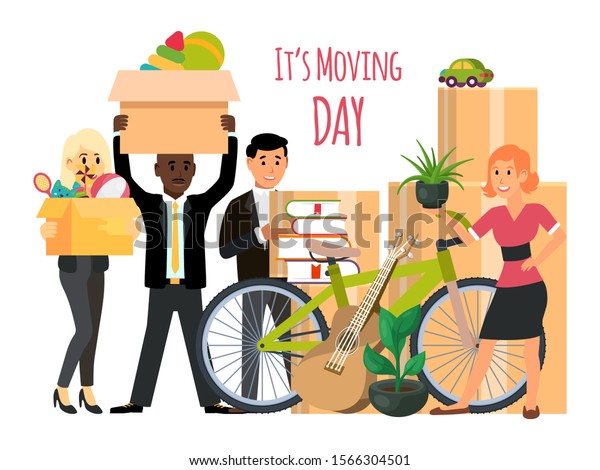 Happy Family Boxes Moving Vector Illustration 库存矢量图（免版税）1566304501 ...