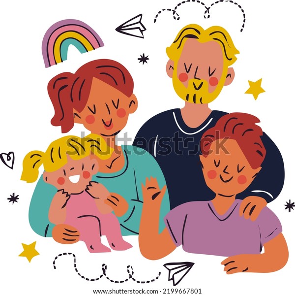 Happy Family Character Vector Illustration Stock Vector (Royalty Free ...