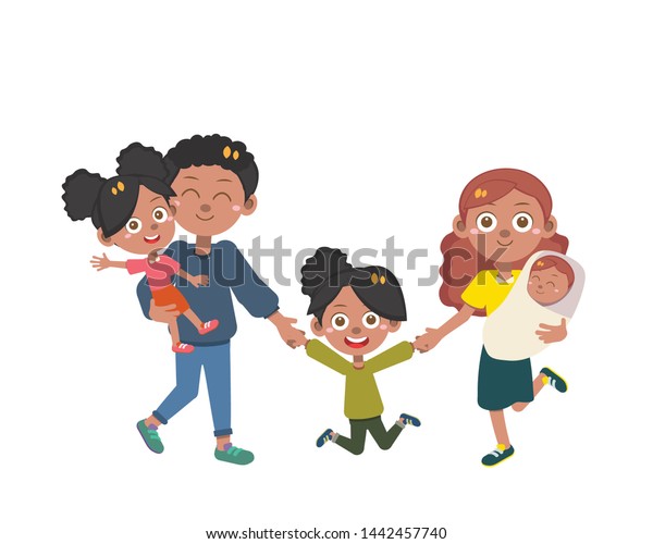 Happy Family Time Vector Set Stock Vector (Royalty Free) 1442457740 ...