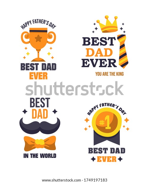 Happy Father Day Emblems Set Stock Vector (Royalty Free) 1749197183 ...