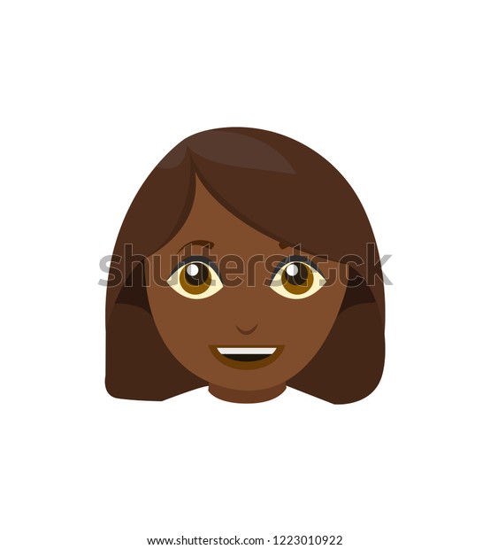 Happy Female Face Emoji Vector: vector de stock (libre de regalías ...