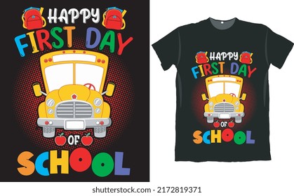 Happy First Day Back School T Stock Vector (Royalty Free) 2172819371 ...