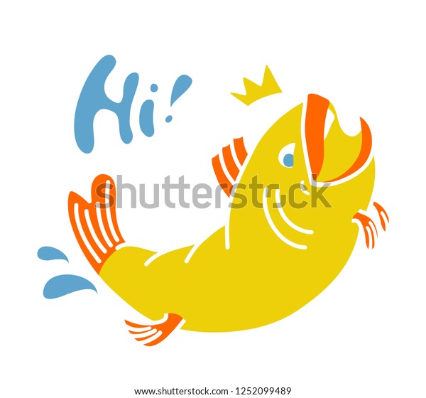 Happy Fish Jumping Smiling Cartoon Character Stock Vector (Royalty Free ...