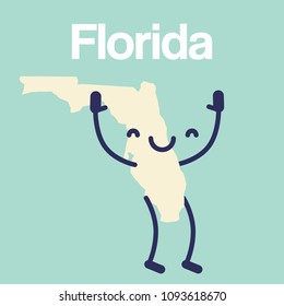 Happy Florida Map Icon Vector Character Stock Vector (Royalty Free ...
