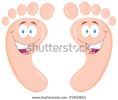 Happy Foot Print Cartoon Characters Stock Vector (Royalty Free ...