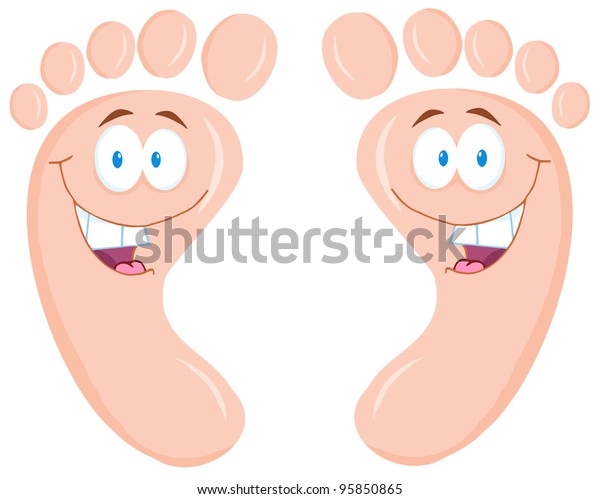 Happy Foot Print Cartoon Characters Stock Vector (Royalty Free) 95850865