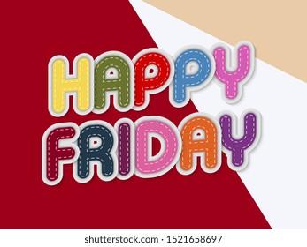 Happy Friday Letters Banner Border Stitches 库存矢量图（免版税）1521658697 ...