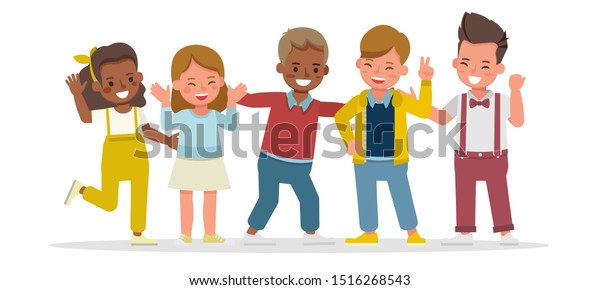 Happy Friends Character Vector Design Presentation: vector de stock ...