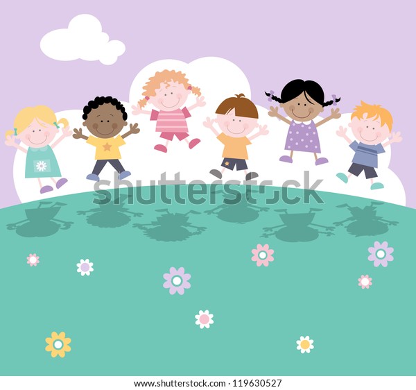 Happy Fun Characters Children Having Fun Stock Vector (Royalty Free ...