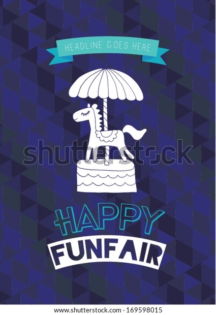 Happy Fun Fair Poster Template Vectorillustration: vector de stock ...