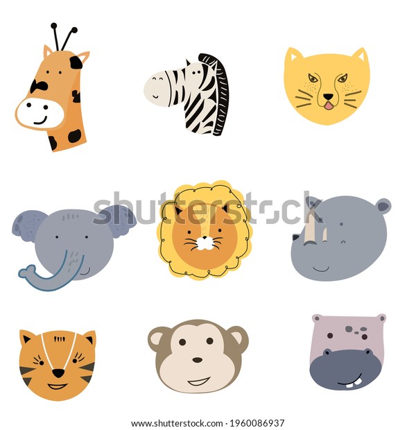 Happy Funny Cartoon Animals Set Free Stock Vector (Royalty Free ...