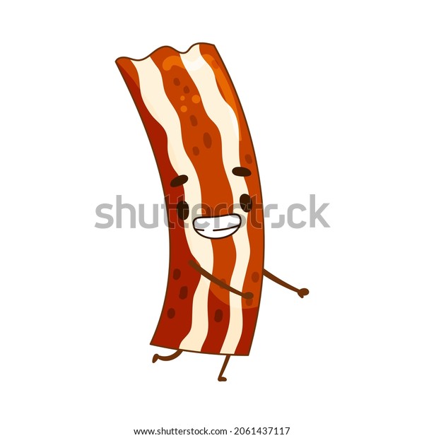 Happy Funny Smiling Fried Bacon Cartoon Stock Vector (Royalty Free ...