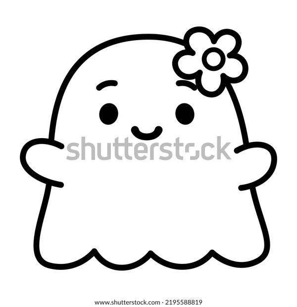 Happy Ghost Cartoon Flower Vector Stock Vector (Royalty Free ...