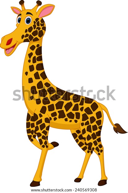 Happy Giraffe Cartoon 스톡 벡터(로열티 프리) 240569308 | Shutterstock