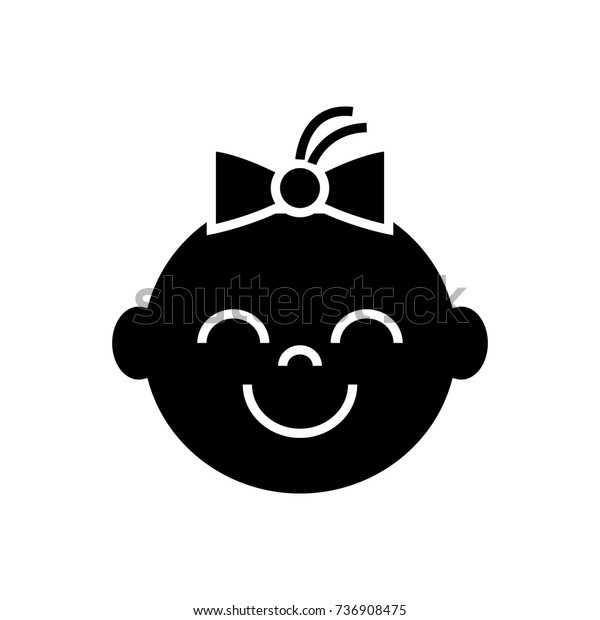 Happy Girl Face Icon Vector Illustration Stock Vector (Royalty Free ...