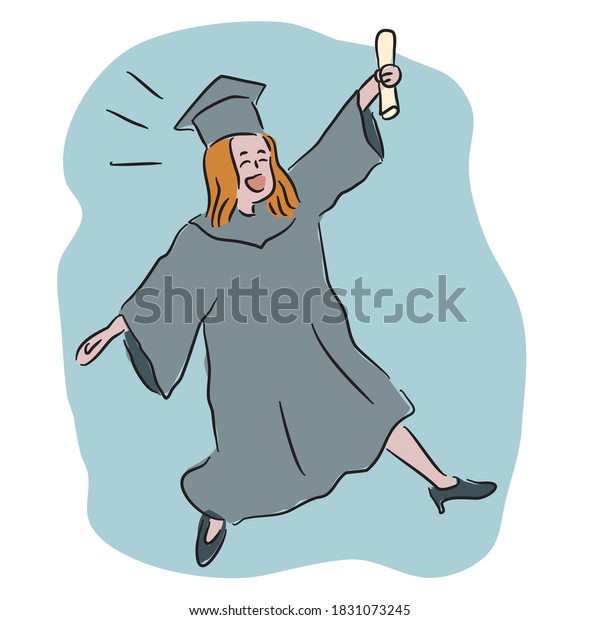Happy Graduated Student Cartoon Vector Stock Vector (Royalty Free ...