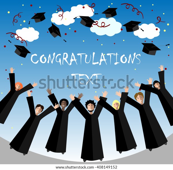 Happy Graduates Throw Graduation Handsgraduation Background Stock ...