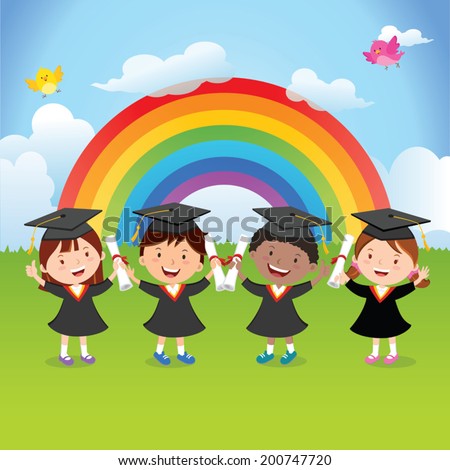 Happy Graduation Kids Rainbow Stock Vector (Royalty Free) 200747720 ...