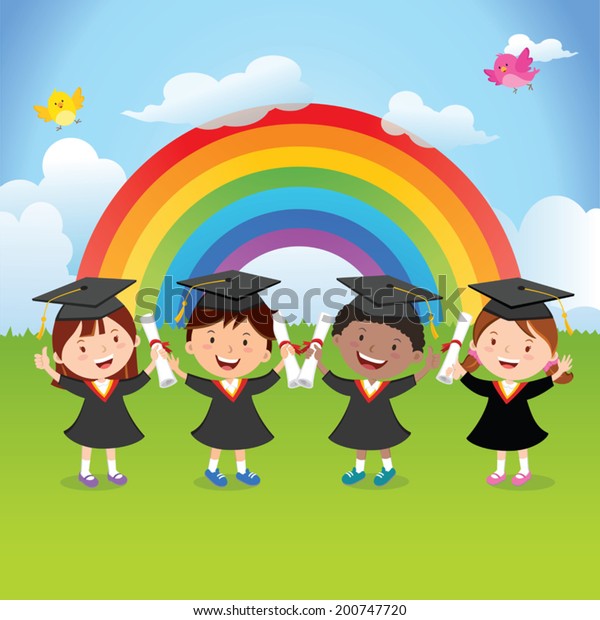 Happy Graduation Kids Rainbow Stock Vector (Royalty Free) 200747720 ...