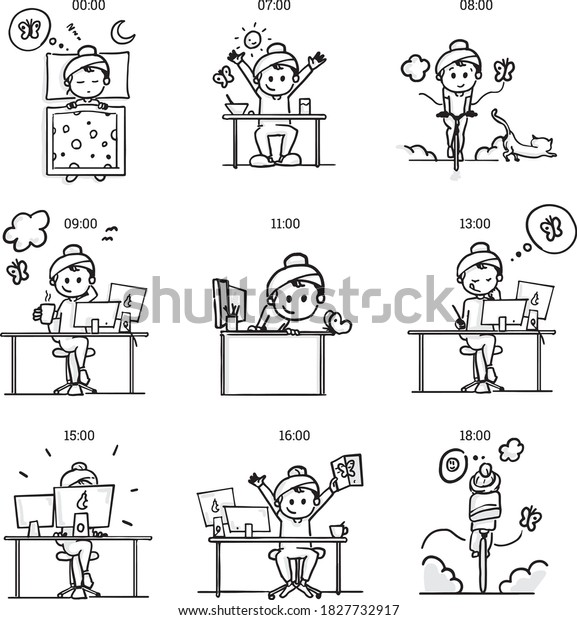 Happy Graphic Designer Diary Infographic Employee Stock Vector (Royalty ...