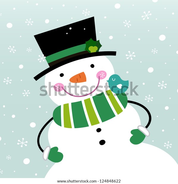 Happy Green Snowman Vector Cartoon Illustration Stock Vector (Royalty ...