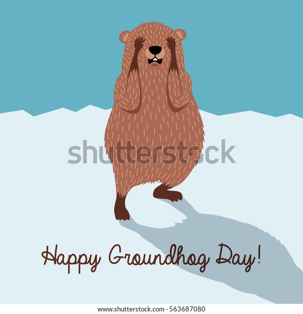 Happy Groundhog Day Cute Groundhog Hiding Stock Vector (Royalty Free ...