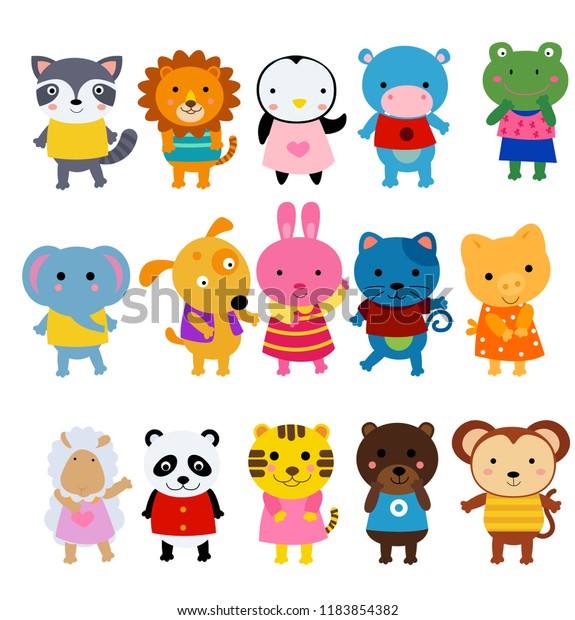 Happy Group Animals Stock Vector (Royalty Free) 1183854382 | Shutterstock