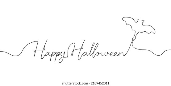Happy Halloween Continuous One Line Drawing Stock Vector (Royalty Free ...