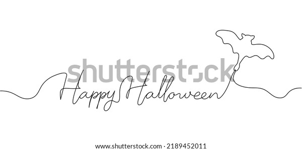 Happy Halloween Continuous One Line Drawing Stock Vector (Royalty Free ...