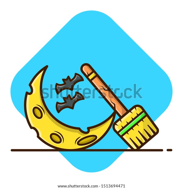 Happy Halloween Cute Half Moon Magic Stock Vector (Royalty Free ...