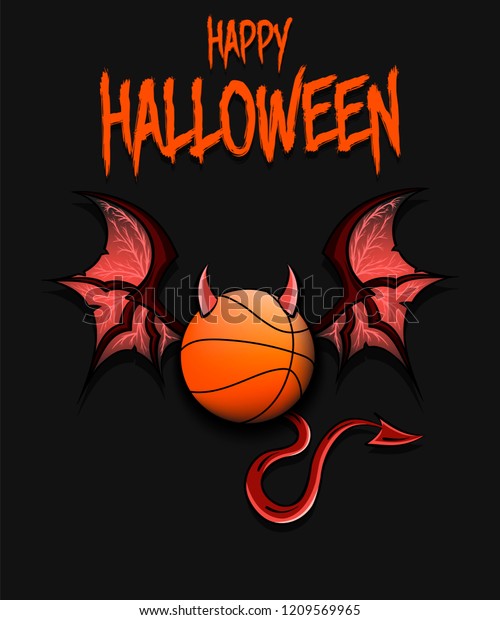 Happy Halloween Devil Basketball Ball Basketball Stock Vector (Royalty ...