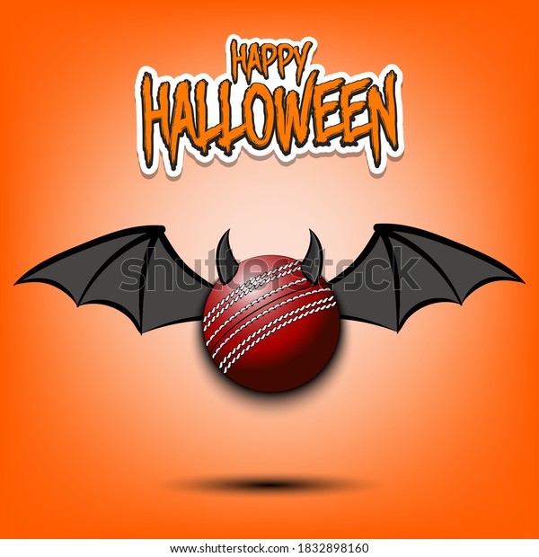 Happy Halloween Devil Cricket Ball Cricket Stock Vector (Royalty Free ...
