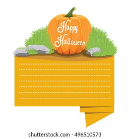 Happy Halloween On Pumpkin Message Design Stock Vector (Royalty Free ...