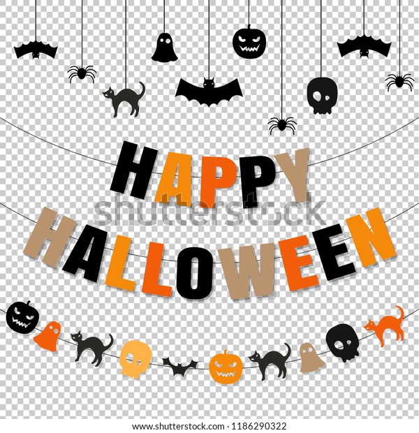 Happy Halloween Set Transparent Background Vector Stock Vector (Royalty ...