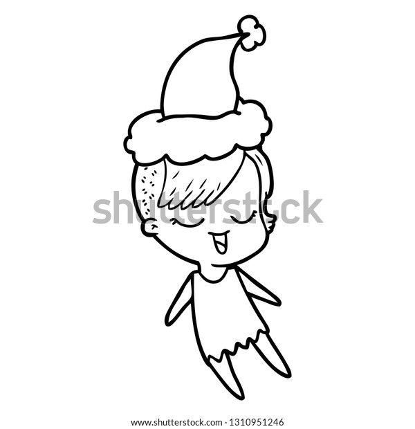 Happy Hand Drawn Line Drawing Girl Stock Vector (Royalty Free ...