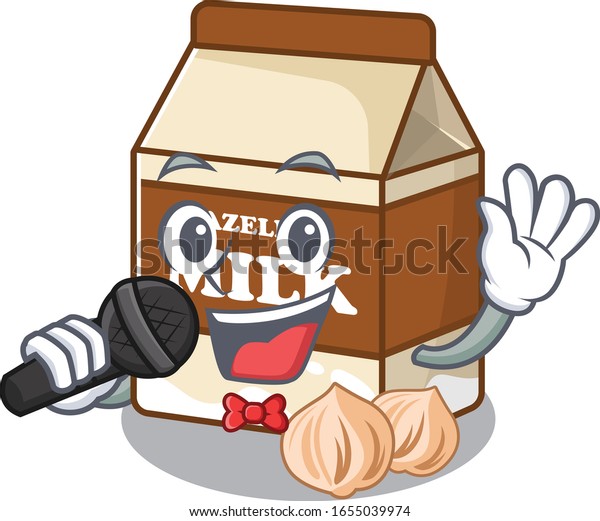 Happy Hazelnut Milk Singing On Microphone Stock Vector (Royalty Free ...