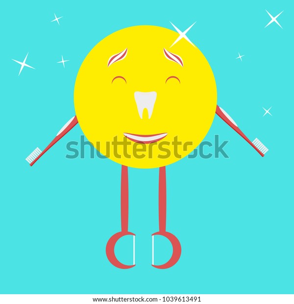 Happy Healthy Face Toothpaste Brush Floss Stock Vector (Royalty Free ...