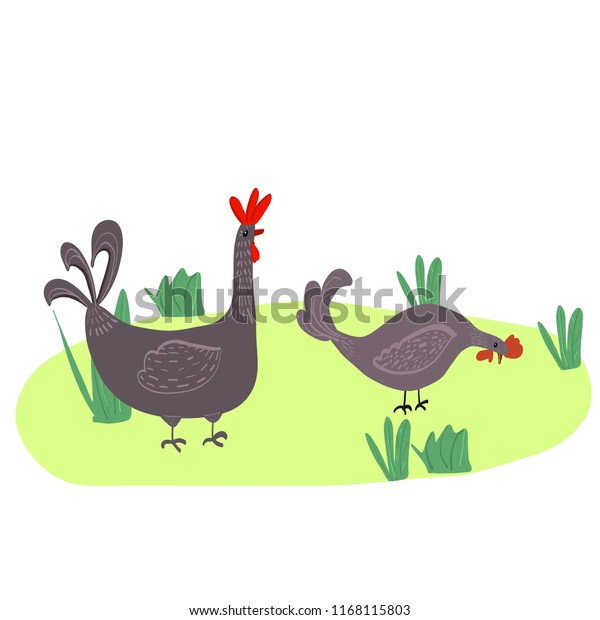 Happy Hen Cartoon Character Different Poses Stock Vector (Royalty Free ...