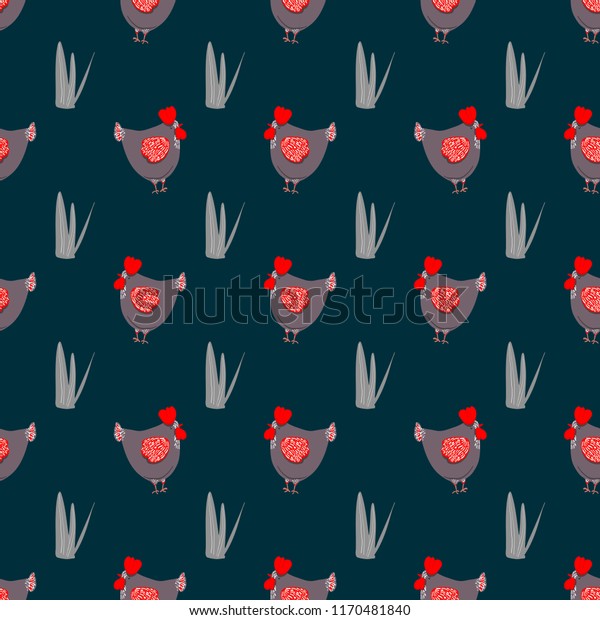 Happy Hen Cartoon Character Different Poses Stock Vector (Royalty Free ...