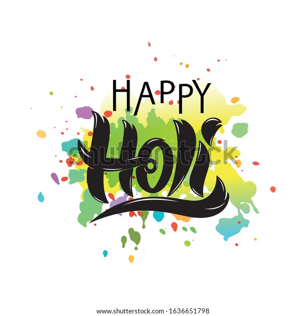 Happy Holi Handwritten Text Hand Lettering Stock Vector (Royalty Free ...