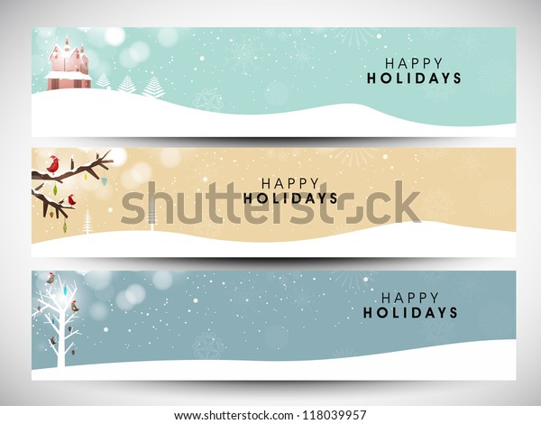 Happy Holidays Website Header Banner Design Stock Vector (Royalty Free ...