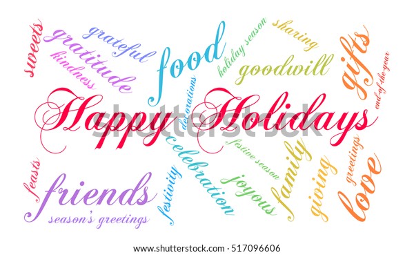 Happy Holidays Word Cloud On White Stock Vector (Royalty Free) 517096606